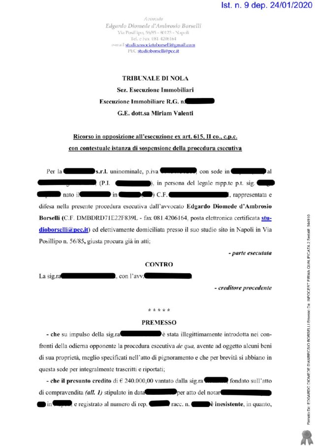 Opposizione all’esecuzione ex art. 615 c.p.c. | d'Ambrosio Borselli - Studio Legale Associato